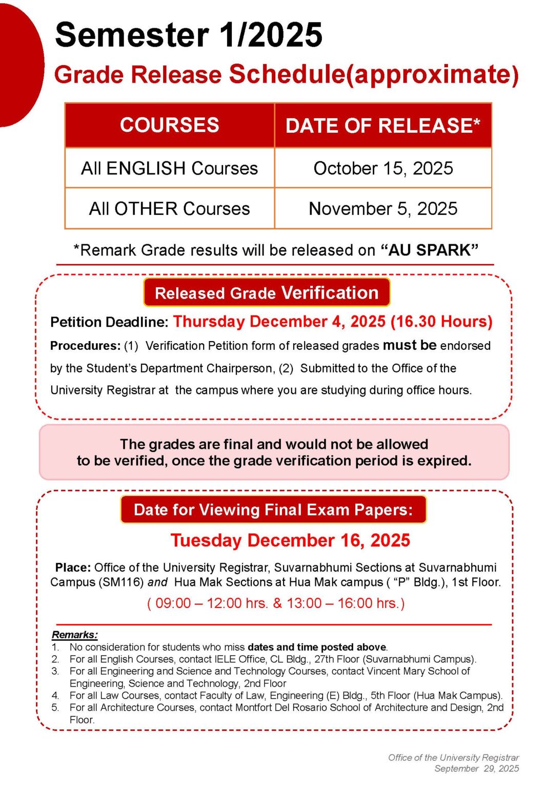 Tentative Grade Release Schedule (approximate) - Office of the ...